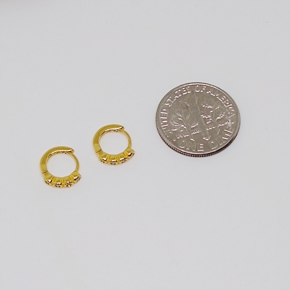 Jewelry | Gold 6mm Small Cz Round Hoop Earrings | Poshmark